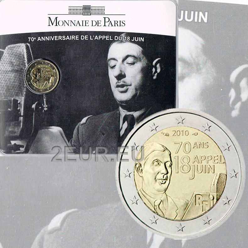 France 2 euro BU 2010 - 70th Anniversary of the Appeal of 18 June 1940 ...